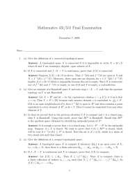 Solved Questions for Final Exam - Introduction to Topology | MATH 431 | Exams Topology | Docsity