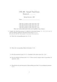 Sample Final Exam Questions - Computability and Languages | CSE 460 - Docsity