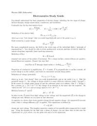 Electrostatics Study Guide - Physics for Scientists and Engineers II ...
