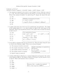 Midterm II Questions Fall 2001 - Introductory Physics I | PHY 231 - Docsity