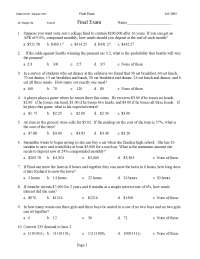 Quantitative Literacy - Final Exam Paper | MATH 102 - Docsity