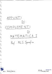 Complementi di matematica 1 - Parte 1 - Docsity