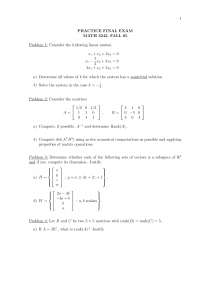 10 Problems on Linear Algebra | Final Exam | MATH 3242 - Docsity