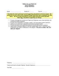 Design Data Sheet Assignment - Introduction to Engineering | ENGR 1201 - Docsity