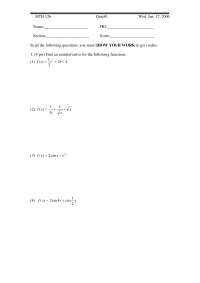 Find Average and Antiderivative - Quiz 1 | MTH 126 - Docsity
