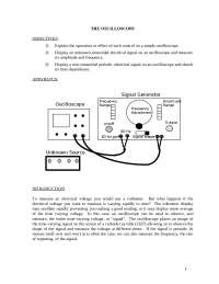 Introduction Physics Lab II - The Oscilloscope | PHY 252 - Docsity