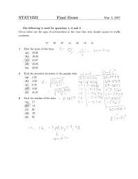 Intro to Statistics Final Exam: Questions with Answers | STAT 1222 ...