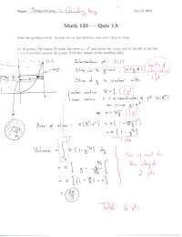 Volume of Solid Calculus II Solved Quiz | MTH 133 - Docsity