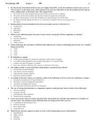 Exam 1 with Answer Key - Introduction to Psychology | PSY 100 - Docsity