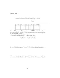 Discrete Mathematics I - Midterm Exam Questions | MATH 231 - Docsity