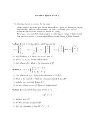 Applied Linear Algebra - Sample Exam 2 | MATH 310 - Docsity