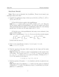 Calculus III - Final Examination Questions with Solutions | MATH 210 ...