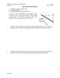 Quiz Format and Instructions - Introduction to Engineering Practice | ENGR 1202 - Docsity