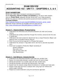 Review Notes for Exam on Managerial Accounting | ACC 102 - Docsity