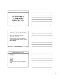 Requirements Definition and Specification - Lecture Slides | CS 230 - Docsity