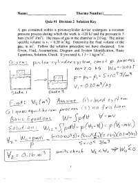 Quiz 1 Questions with Answers - Thermodynamics I | ME 20000 - Docsity