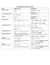 Convergence Tests for Series - Summary Table | MATH 156 - Docsity