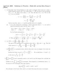 Solutions to Practice Exam 3 - Elementary Calculus II | MATH 221 - Docsity