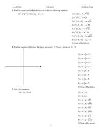 Sample Questions for Exam 2 - Precalculus - Spring 2009 | MA 15900 ...