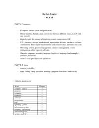 Introduction to Computer Science - Review Sheet | ECS 015 - Docsity