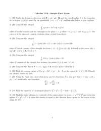 Sample Final Exam - Multivariable Calculus | MATH 2210 - Docsity