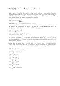 Review Worksheet for Exam 4 - Calculus 1 | MATH 155 - Docsity