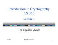 The Vigenere Cipher - Lecture Slides | CS 35500 - Docsity