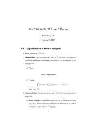 Exam 2 Review - Approximation of Definite Integrals - Calculus II ...