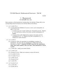 Homework I Questions - Discrete Mathematics Structures | CS 2233 - Docsity