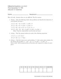Differential Equations I - Final Exam | MAT 3613 - Docsity