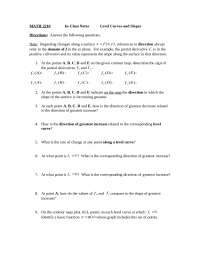 Level Curves and Slopes - Multivariable Calculus | MATH 2210 - Docsity