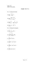 Calculus 2 - Questions for Sample Test 2 | MATH 156 - Docsity