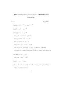 10 Questions on Differential Equation Linear Algebra - Homework 4 | MTH ...