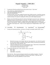 Problem Set 1 with 4 Practice Problems on - Organic Chemistry I | CHM ...