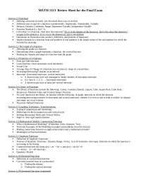 Review Sheet for Final Exam - Precalculus | MATH 1113 | Exams Pre ...