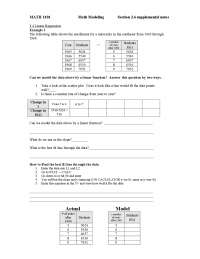 Questions on Linear Regression - Introduction to Mathematical Modeling | MATH 1101 - Docsity