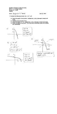 Solution of Quiz 4 - College Algebra | MATH 1111 - Docsity
