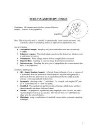 Surveys and Study Design - Statistical Methods | STA 2023 - Docsity