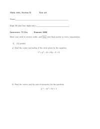 Solution for Exam 1 Questions - Calculus I | MATH 1441 - Docsity