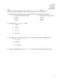 9 Questions for Examination 2 - College Algebra | MATH 1111 - Docsity