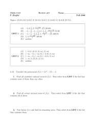 Exam 3 Review Sheet - College Algebra Hybrid | MATH 1111 - Docsity
