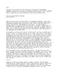 History of Programming Languages - Lab 4 | CS 1315 - Docsity