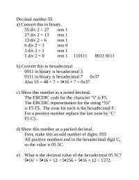 Decimal and Binary Number Systems: Interconversions - Assignment | CPSC 3121 - Docsity