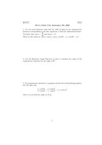 Pre-Calculus - Practice Questions for Exam 1 | MATH 1113 - Docsity