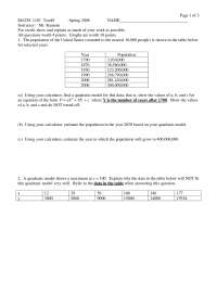 Introduction to Mathematical Modeling - Old Exam 2008 | MATH 1101 - Docsity