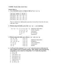 Practice Quiz with Answer Key - Constructing Proofs | CS 1050 - Docsity