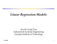 Linear Regression Models - Lecture Slides | ISYE 7406 - Docsity