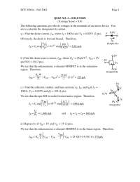 Solutions for Exam 1 - Analog Electronics | ECE 3050 - Docsity