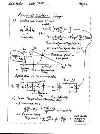 Review of Chapter 3 - Diode and Diode Circuits | ECE 3050 - Docsity
