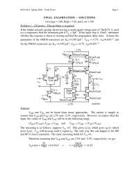 8 Solved Problems on Analogue Integrals Circuit Design - Final Exam | ECE 6412 - Docsity